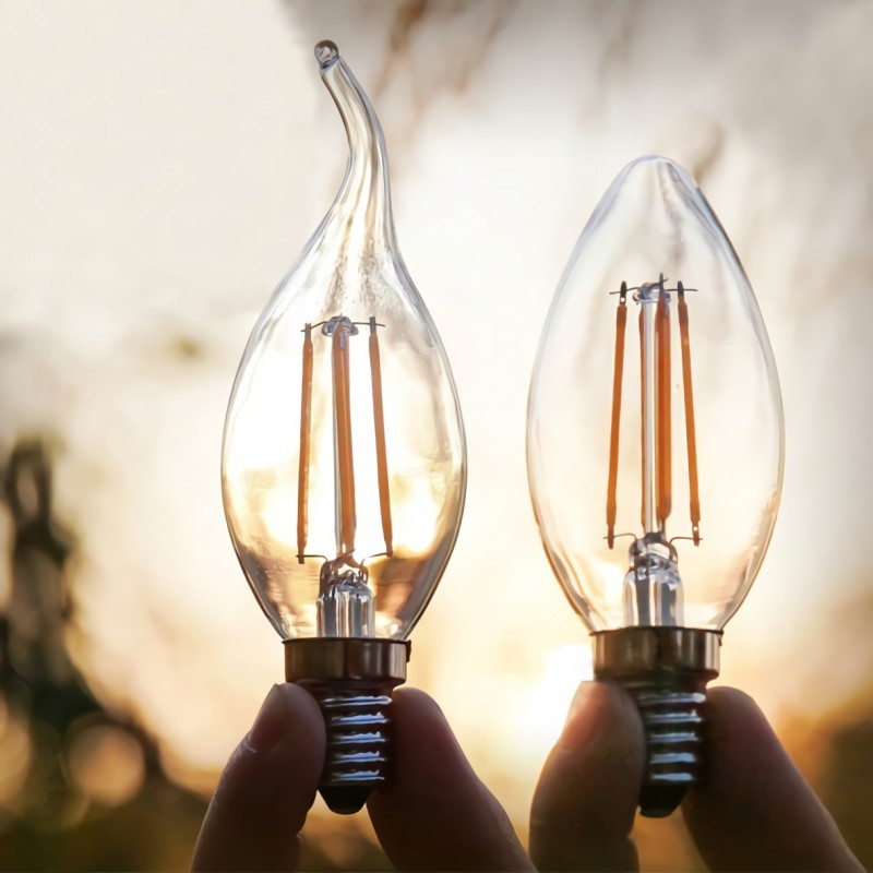 Foco LED Edison Repuesto Candelabro Candil Vela Retro E12 E27 2W