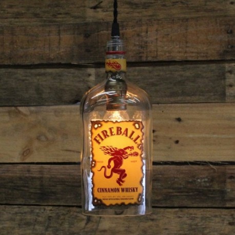 Lámpara Botella Whiskey Fireball Colgante Hecha a Mano Iluminación Bar